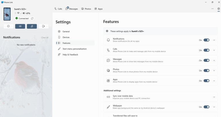 Use Phone Link App in Windows to sync your Phone