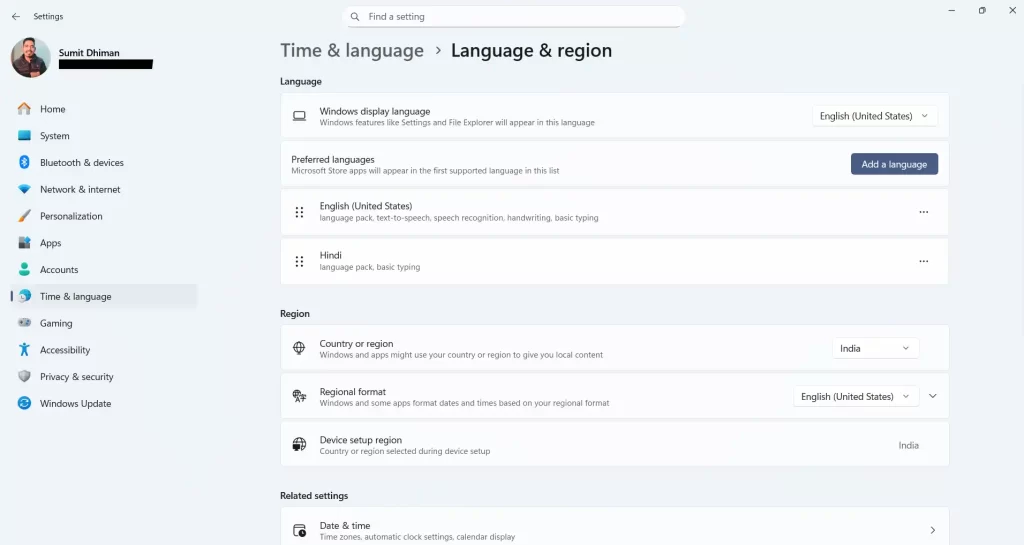 Configure Microsoft Indic tool on Windows 10 / 11