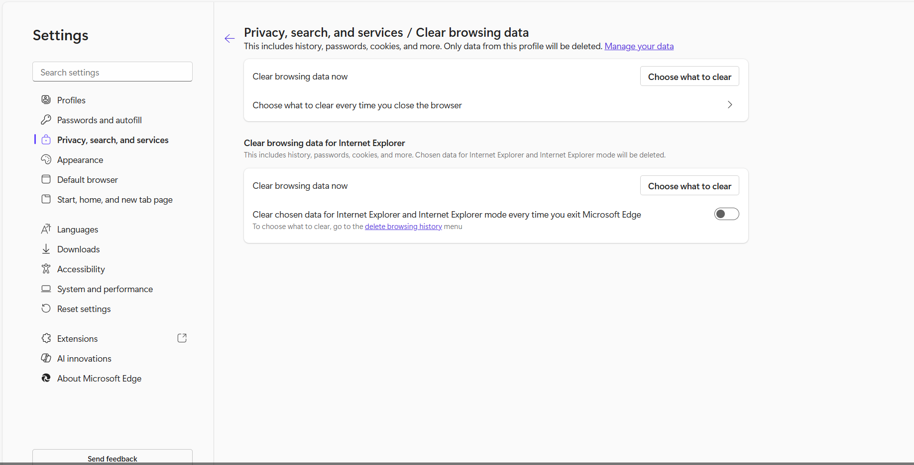 How to clear Cache in Microsoft Edge